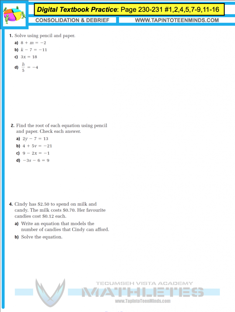 3.6.R Solving Equations Unit 3 Review | MPM1D Grade 9 Academic Math