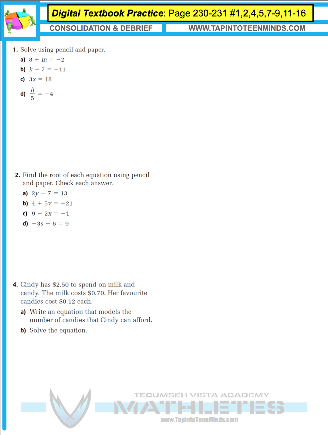 3.6.R Solving Equations Unit 3 Review | MPM1D Grade 9 Academic Math
