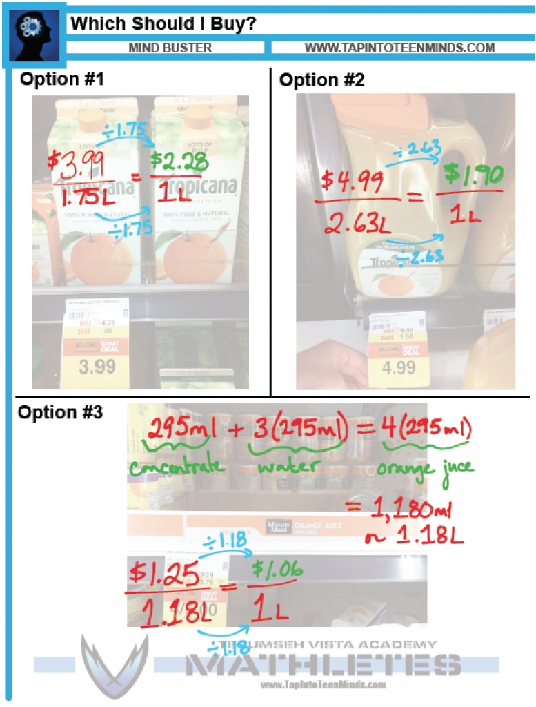 The Orange Juice Judgement: Unit Cost, Volume & Proportions