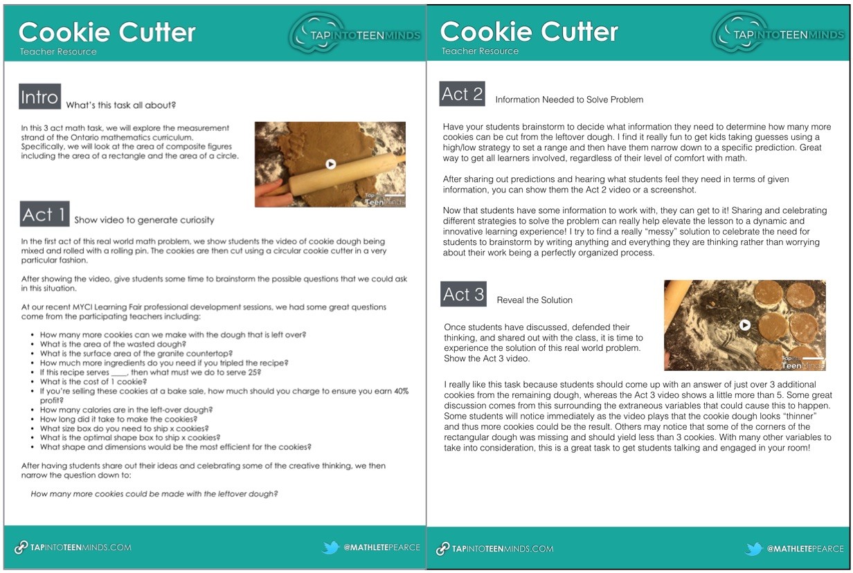 Cookie Cutter 3 Act Math Task | Area; Circles, Composite